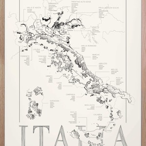 Wine Map of Italy, Italy Wine Region Map - Etsy