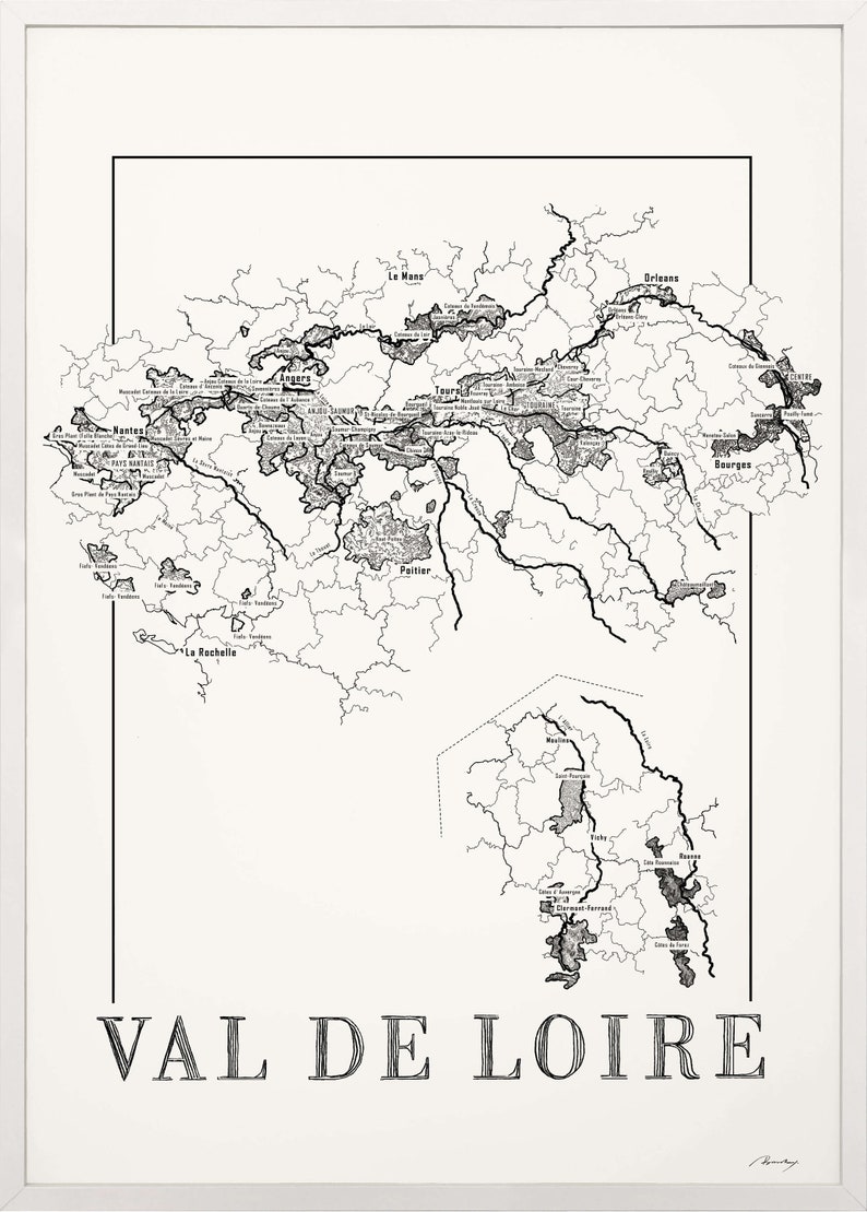 Wine Map of Loire Valley, Loire Valley Wine Region Map - Etsy