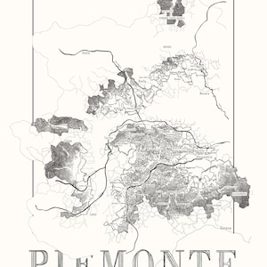 Piemonte Wine Region Map, Italy, FSC Art Print - Etsy
