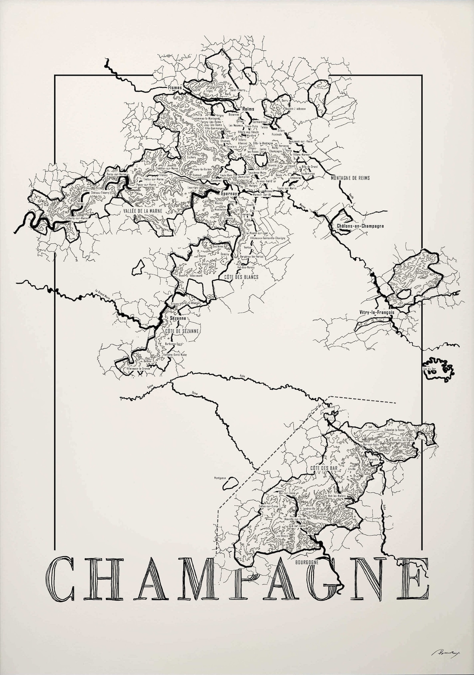 Wine Map of Champagne, Champagne Wine Region Map - Etsy