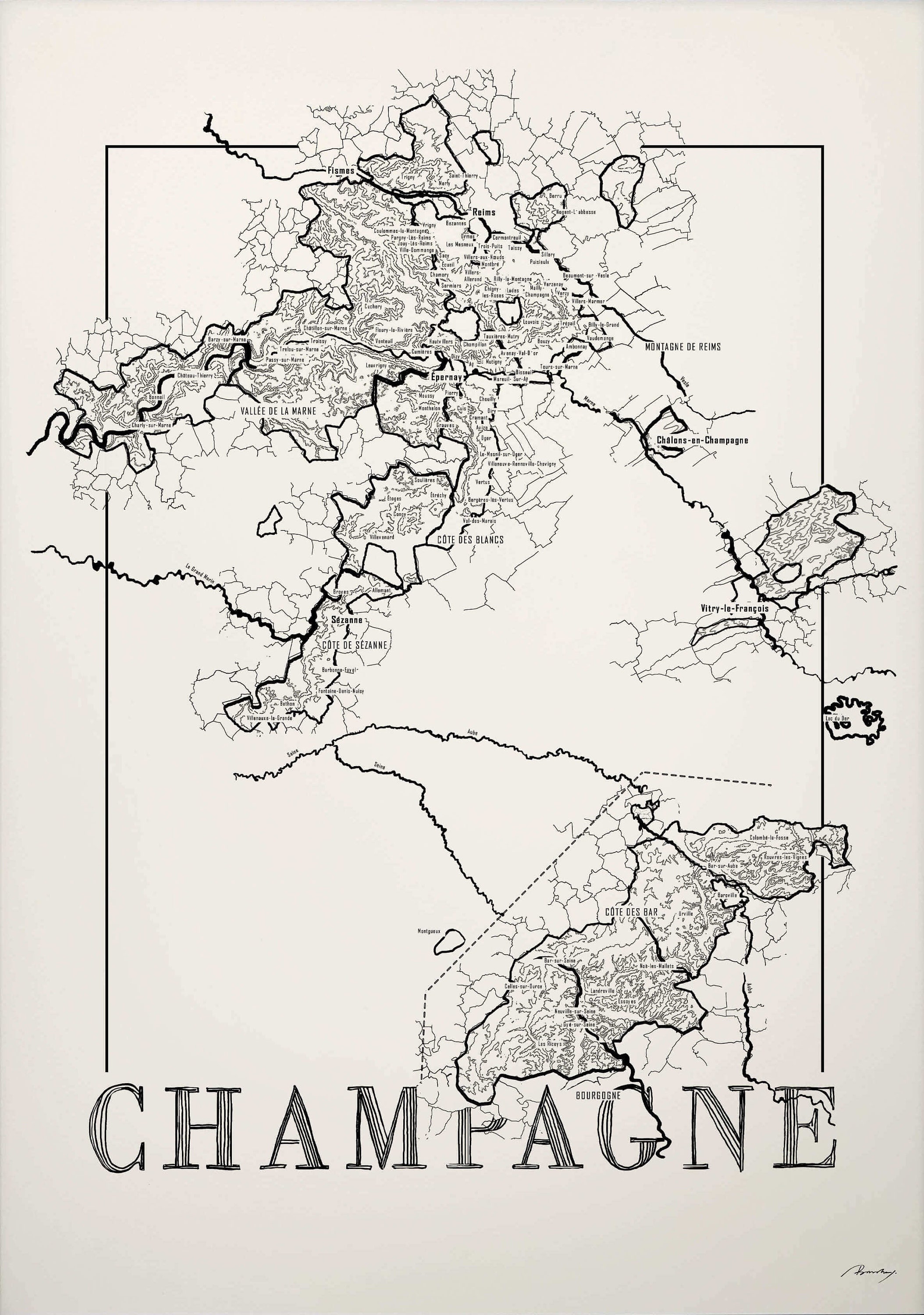 Wine Map of Champagne, Champagne Wine Region Map - Etsy