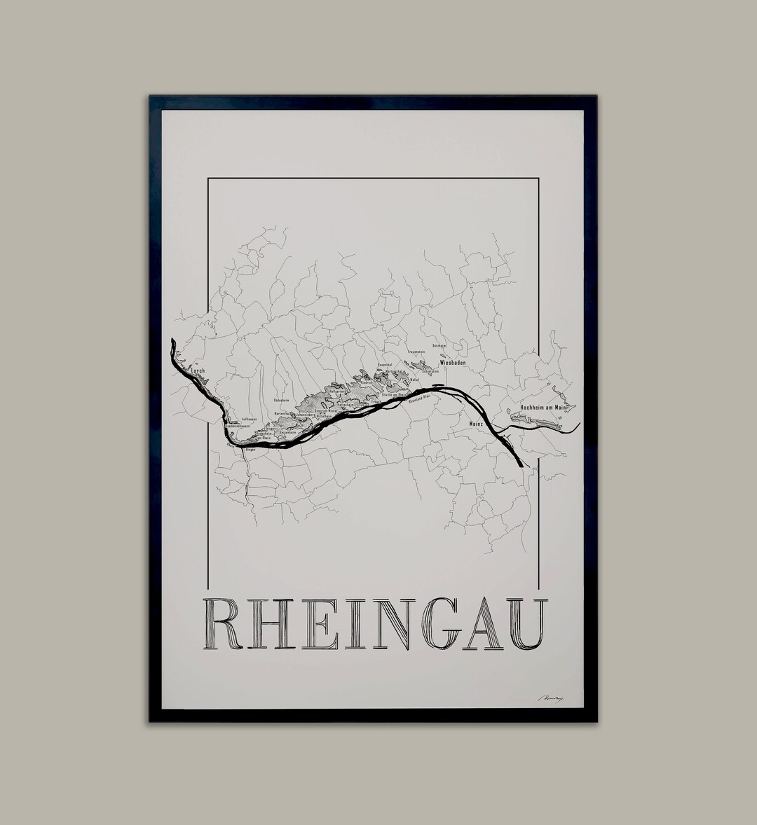 Wine Map of Rheingau Rheingau Wine Region Map - Etsy