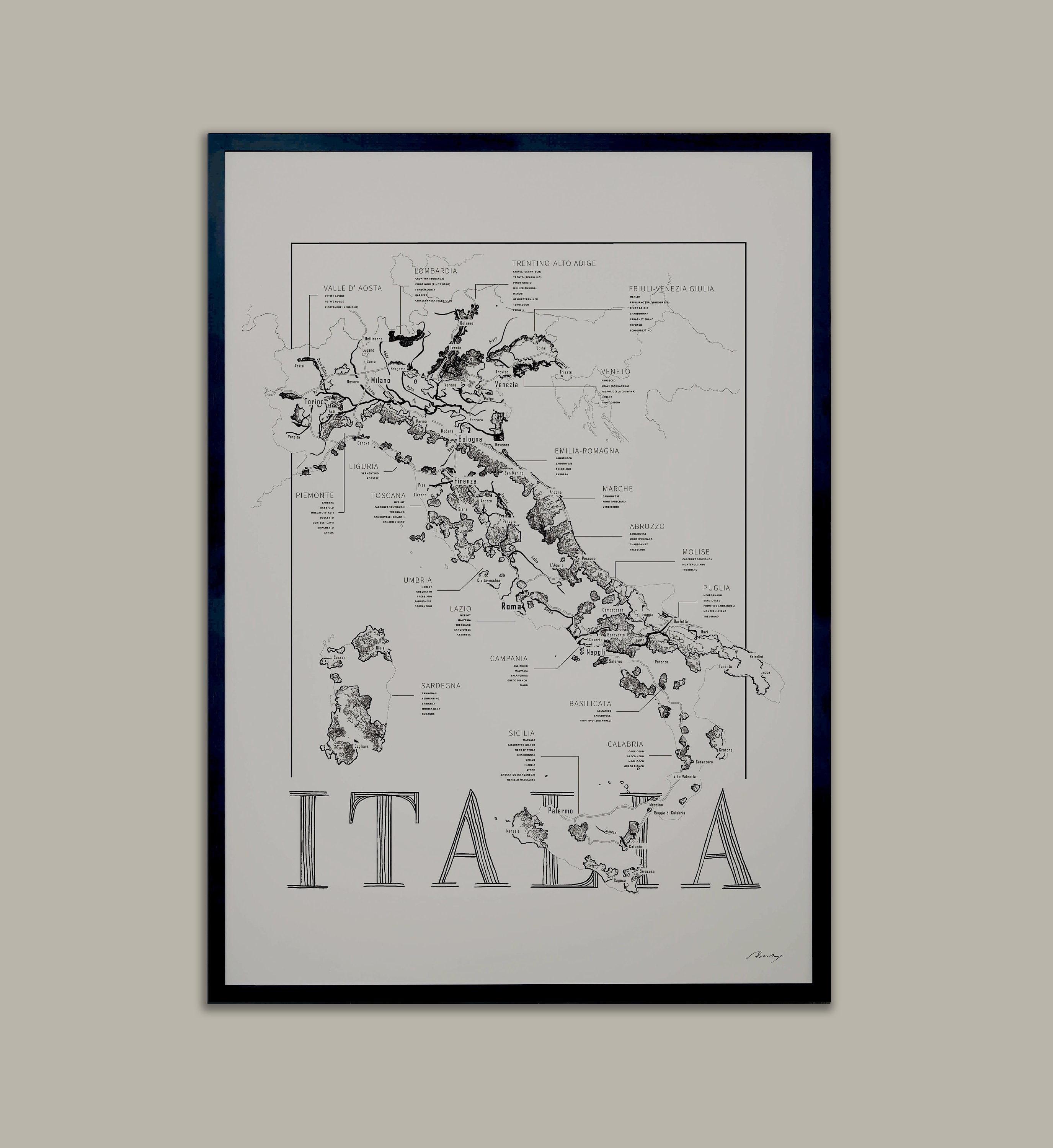 Wine Map of Italy Italy Wine Region Map - Etsy Australia
