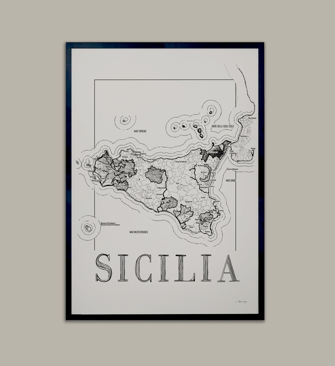 Wine Map of Sicily Sicily Wine Region Map - Etsy