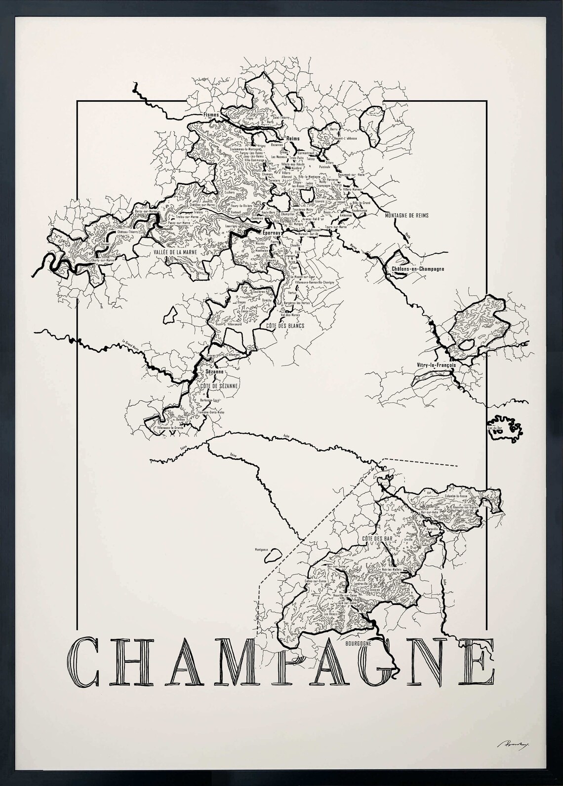 Wine Map of Champagne, Champagne Wine Region Map - Etsy