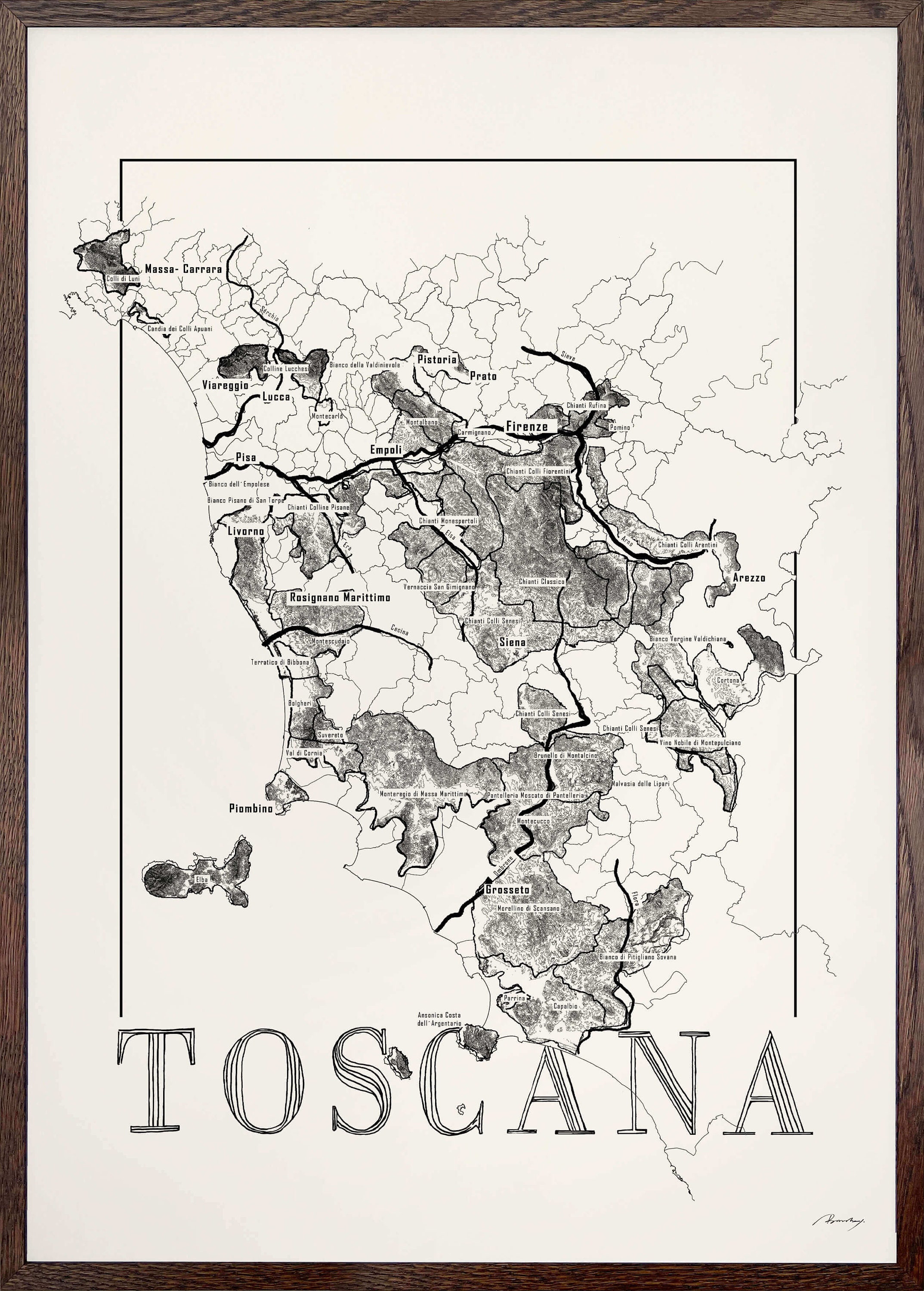 Wine Map of Tuscany, Tuscany Wine Region Map - Etsy