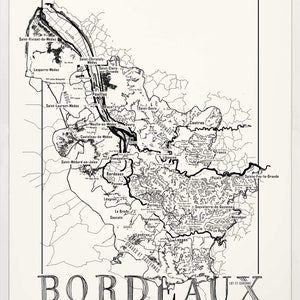 Wine Map of Bordeaux, Bordeaux Wine Region Map - Etsy