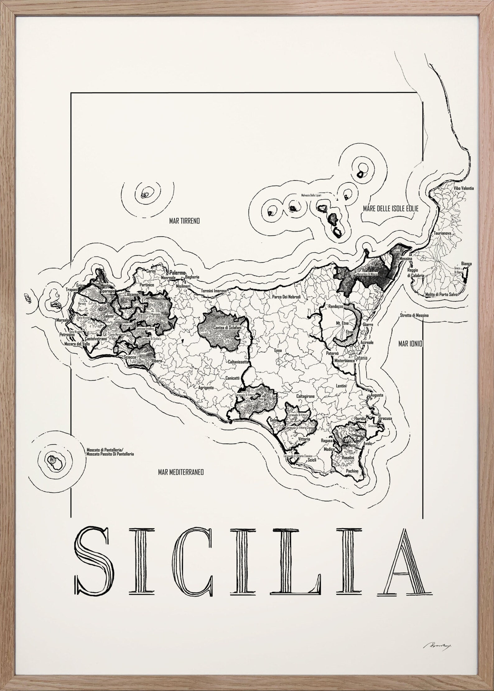 Wine Map of Sicily, Sicily Wine Region Map - Etsy
