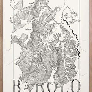 Wine Map of Barolo, Barolo Wine Region Map - Etsy