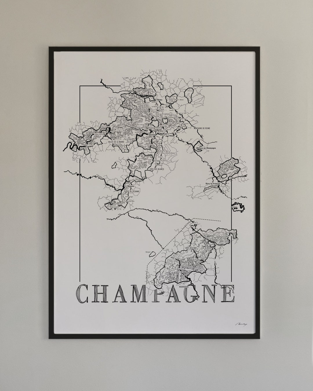 Wine Map of Champagne Champagne Wine Region Map - Etsy