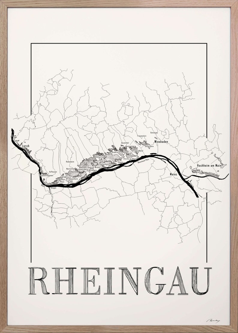 Wine Map of Rheingau, Rheingau Wine Region Map - Etsy