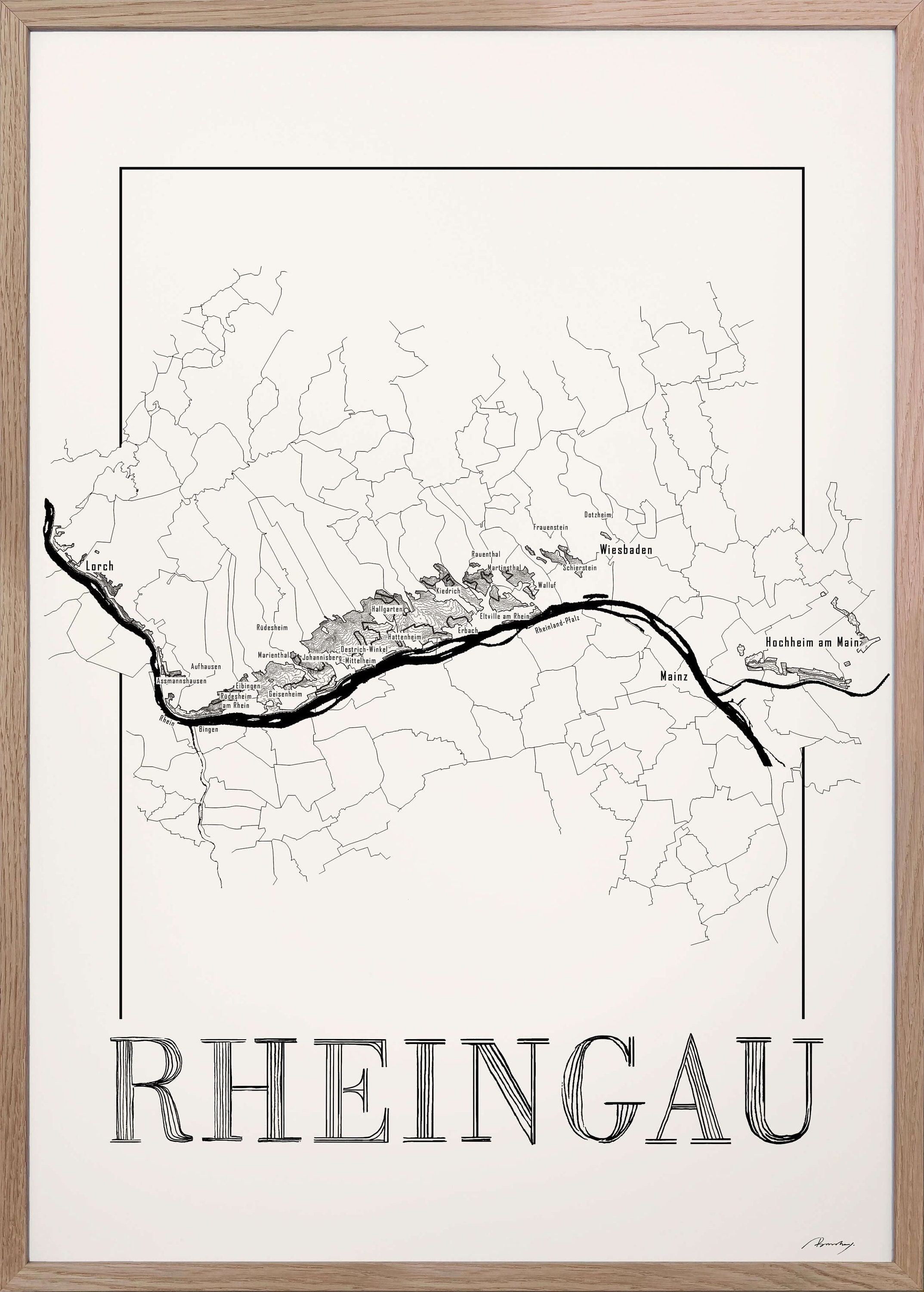 Wine Map of Rheingau, Rheingau Wine Region Map - Etsy