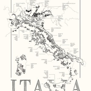 Wine Map of Italy, Italy Wine Region Map - Etsy