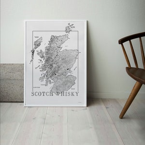 Whiskey Map of Scotland, Scotch Whiskey Region Map - Etsy