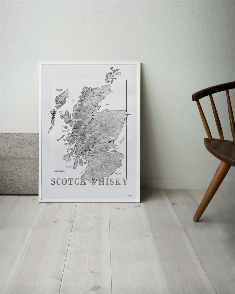 Whiskey Map of Scotland, Scotch Whiskey Region Map - Etsy
