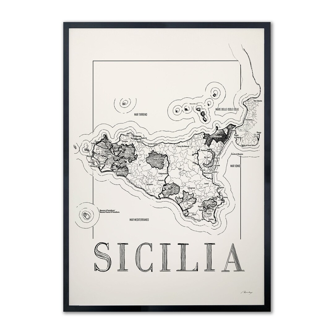 Wine Map of Sicily, Sicily Wine Region Map - Etsy