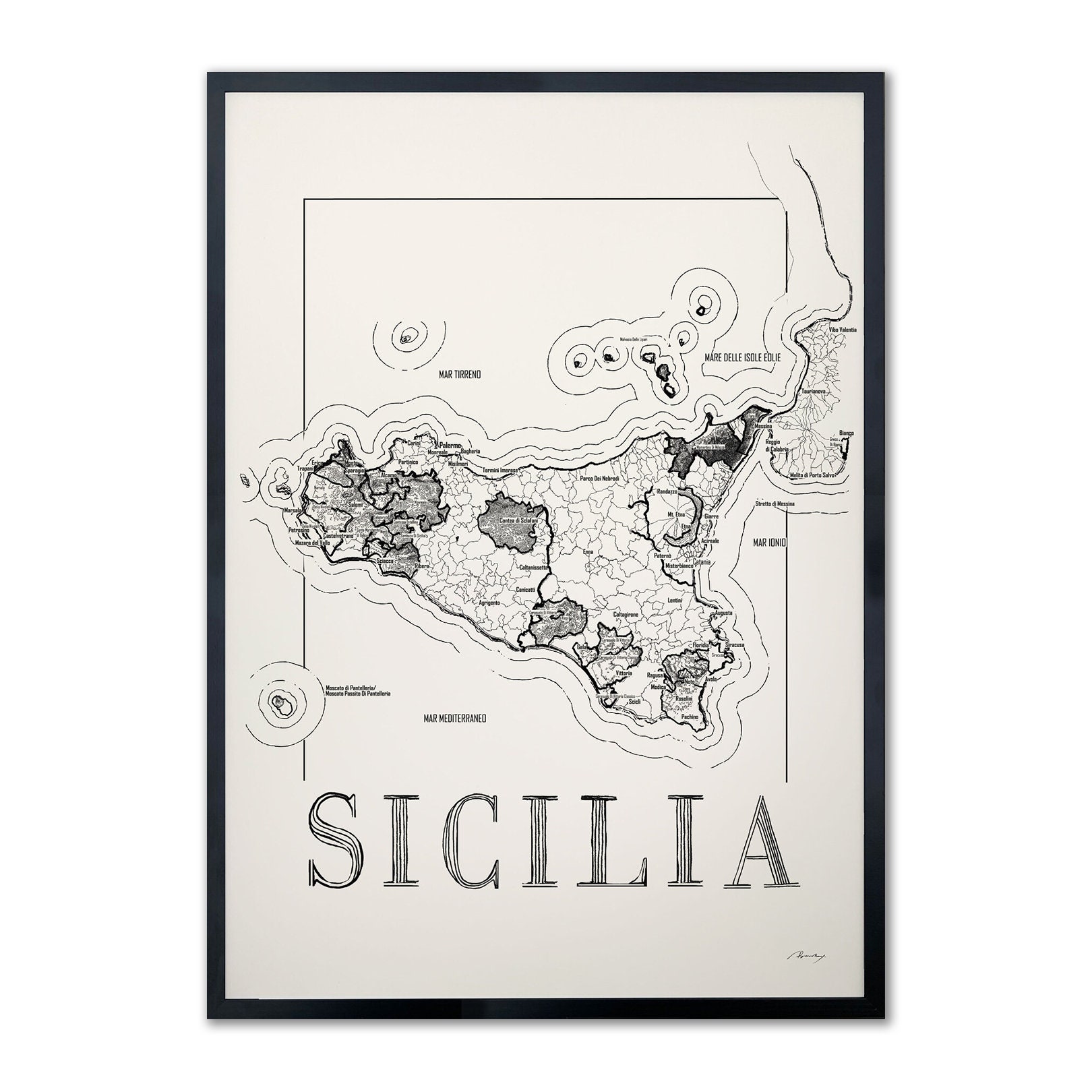 Wine Map of Sicily, Sicily Wine Region Map - Etsy