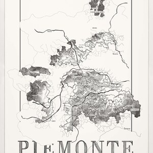 Wine Map of Piemonte, Piemonte Wine Region Map - Etsy