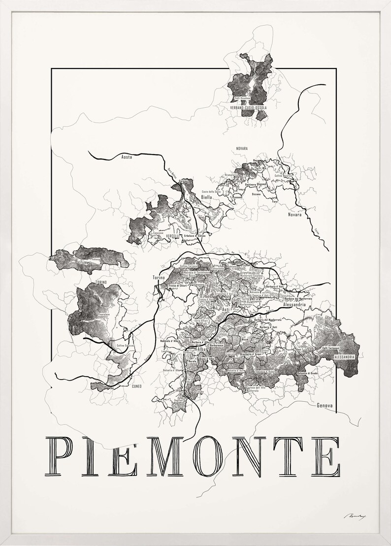 Wine Map of Piemonte, Piemonte Wine Region Map - Etsy