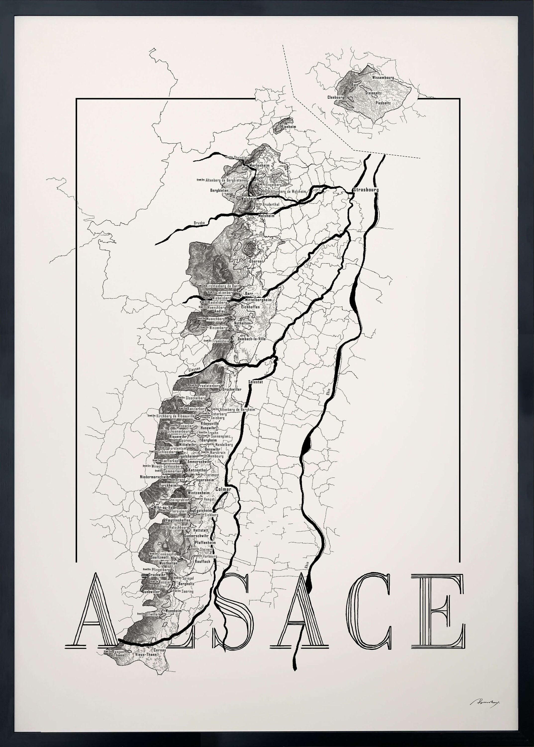 Wine Map of Alsace, Alsace Wine Region Map - Etsy