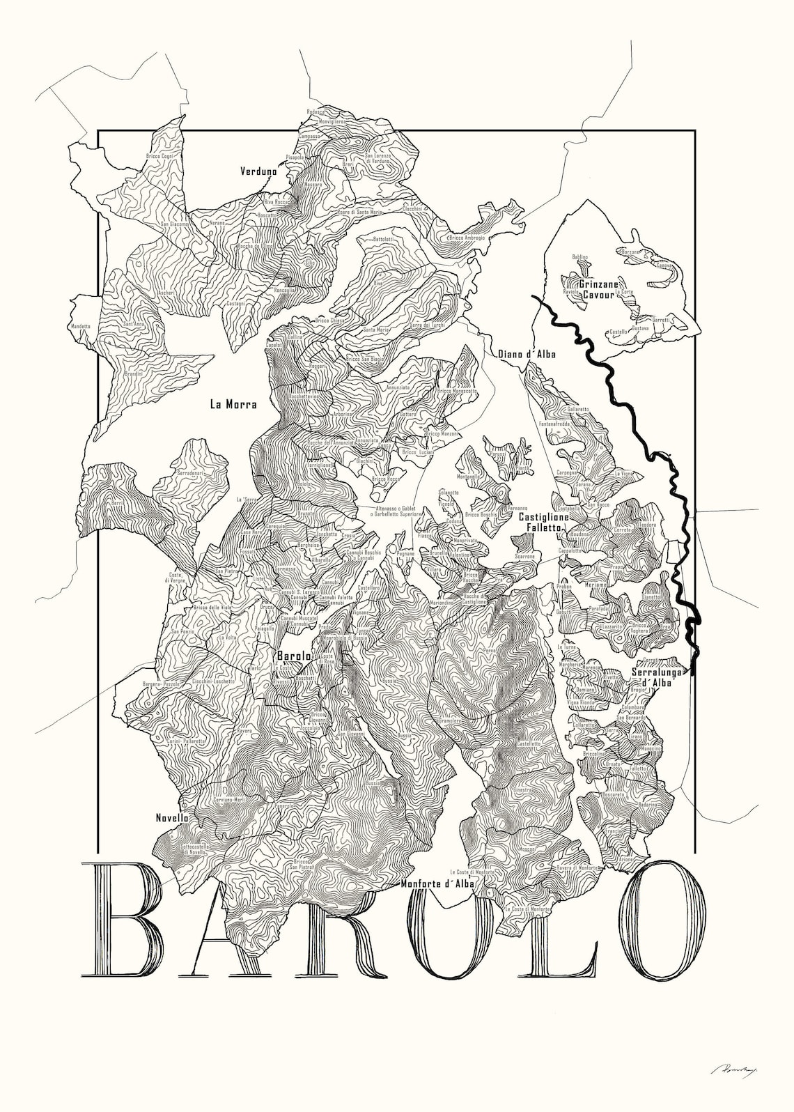 Wine Map of Barolo, Barolo Wine Region Map - Etsy