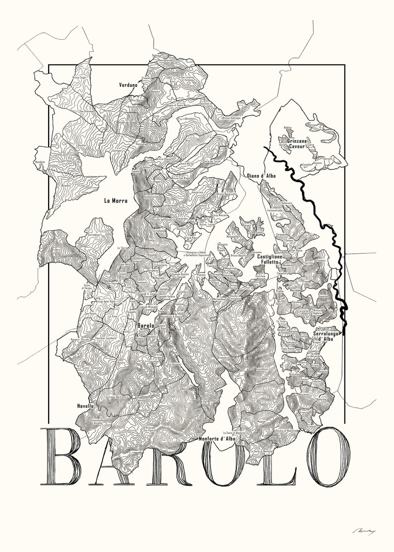Wine Map of Barolo, Barolo Wine Region Map - Etsy