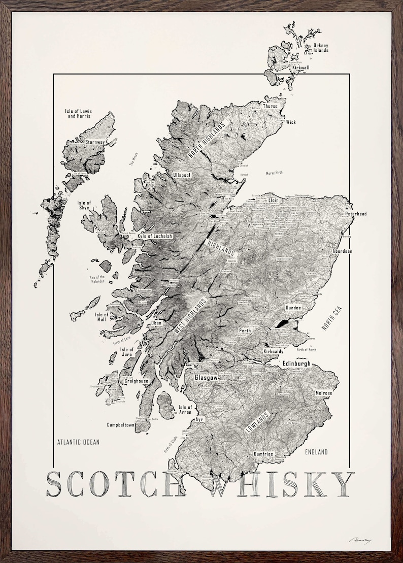 Whiskey Map of Scotland, Scotch Whiskey Region Map - Etsy
