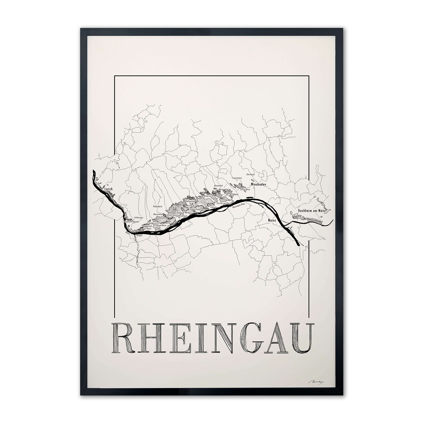 Wine Map of Rheingau, Rheingau Wine Region Map - Etsy