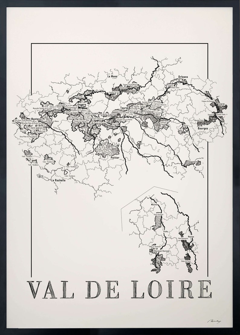 Wine Map of Loire Valley, Loire Valley Wine Region Map - Etsy