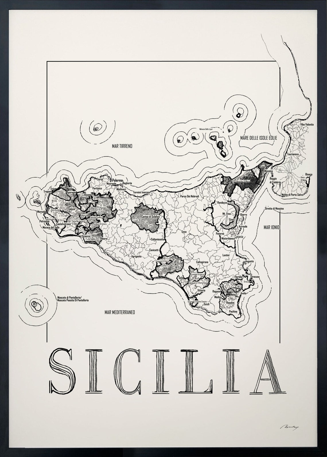 Wine Map of Sicily, Sicily Wine Region Map - Etsy