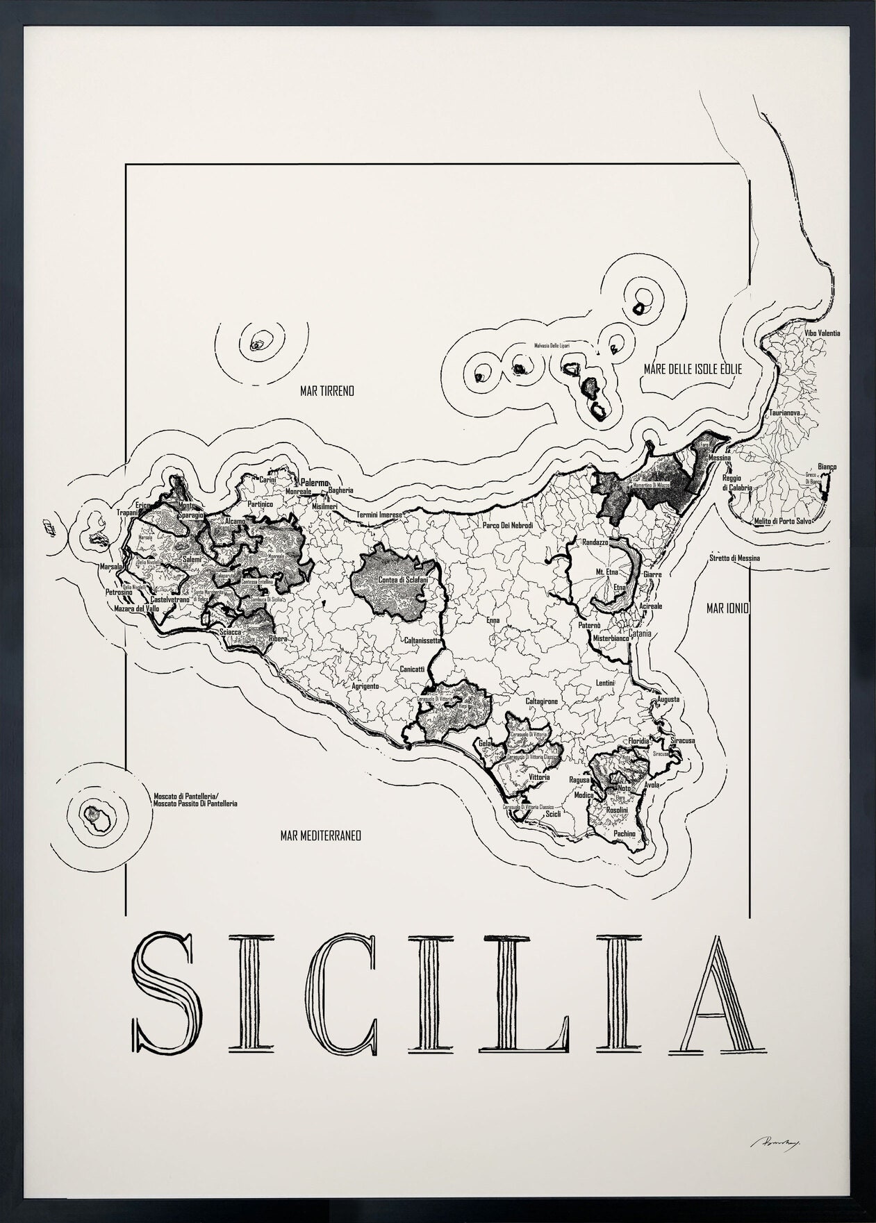 Wine Map of Sicily, Sicily Wine Region Map - Etsy
