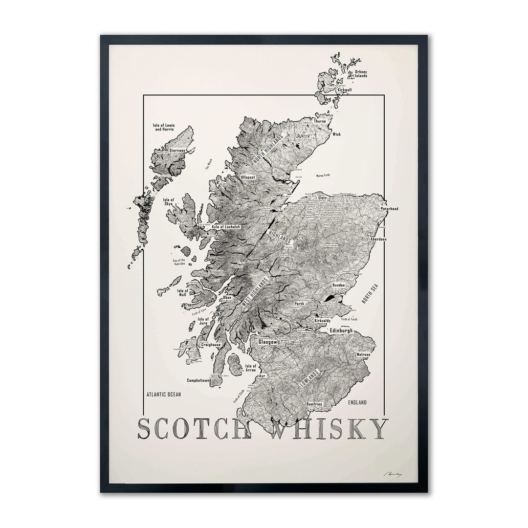 Whiskey Map of Scotland, Scotch Whiskey Region Map - Etsy