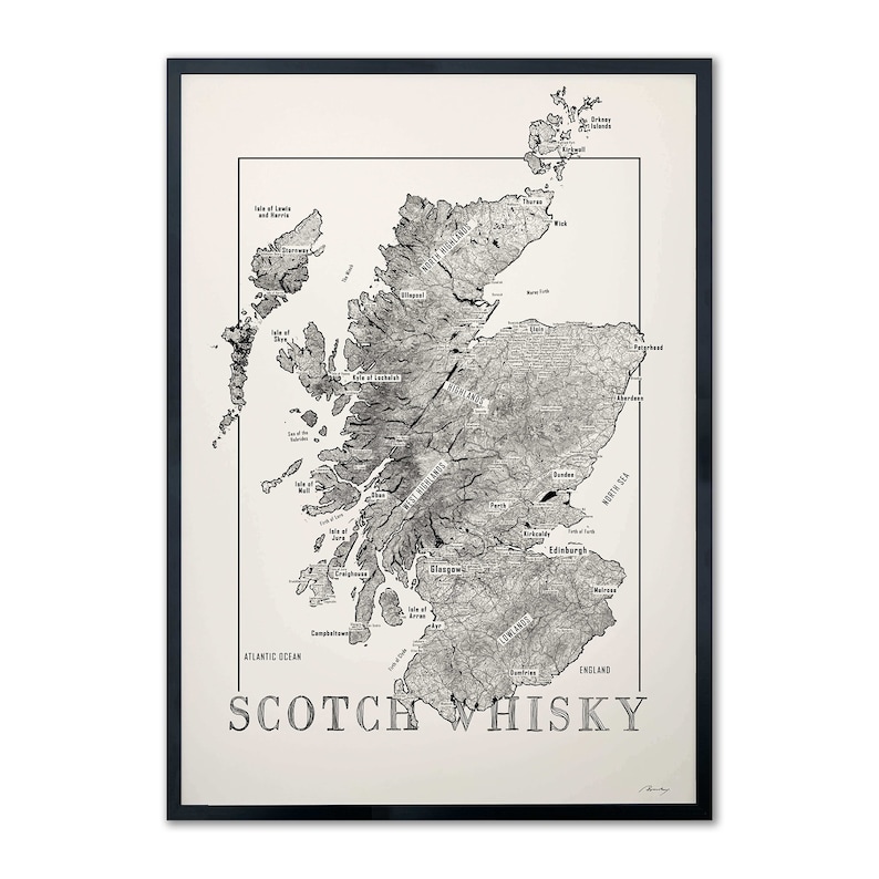 Whiskey Map of Scotland, Scotch Whiskey Region Map - Etsy