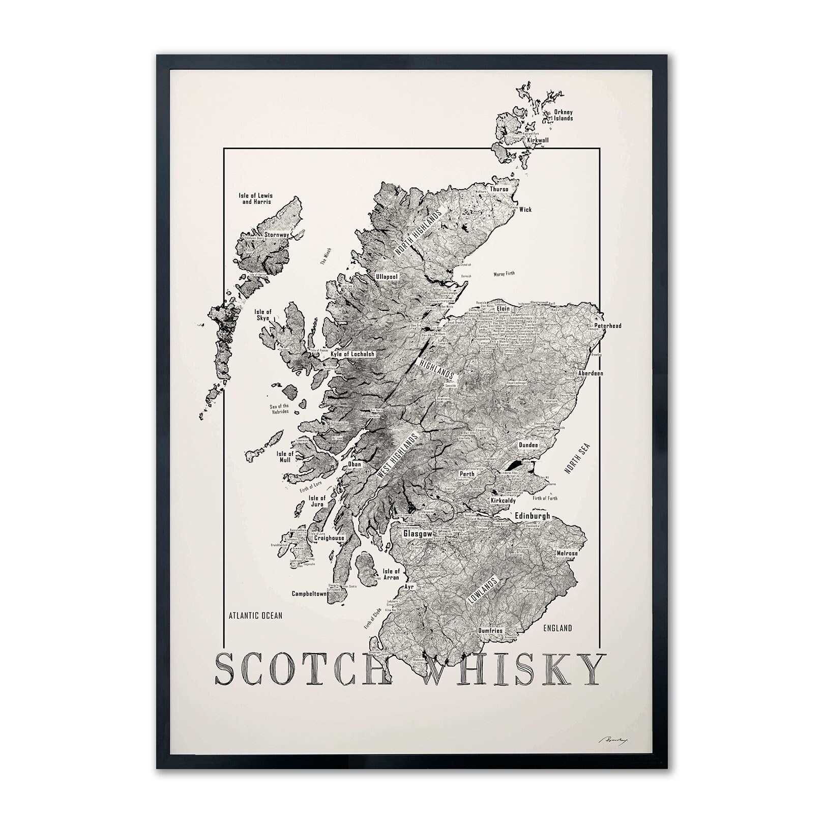 Whiskey Map of Scotland, Scotch Whiskey Region Map - Etsy