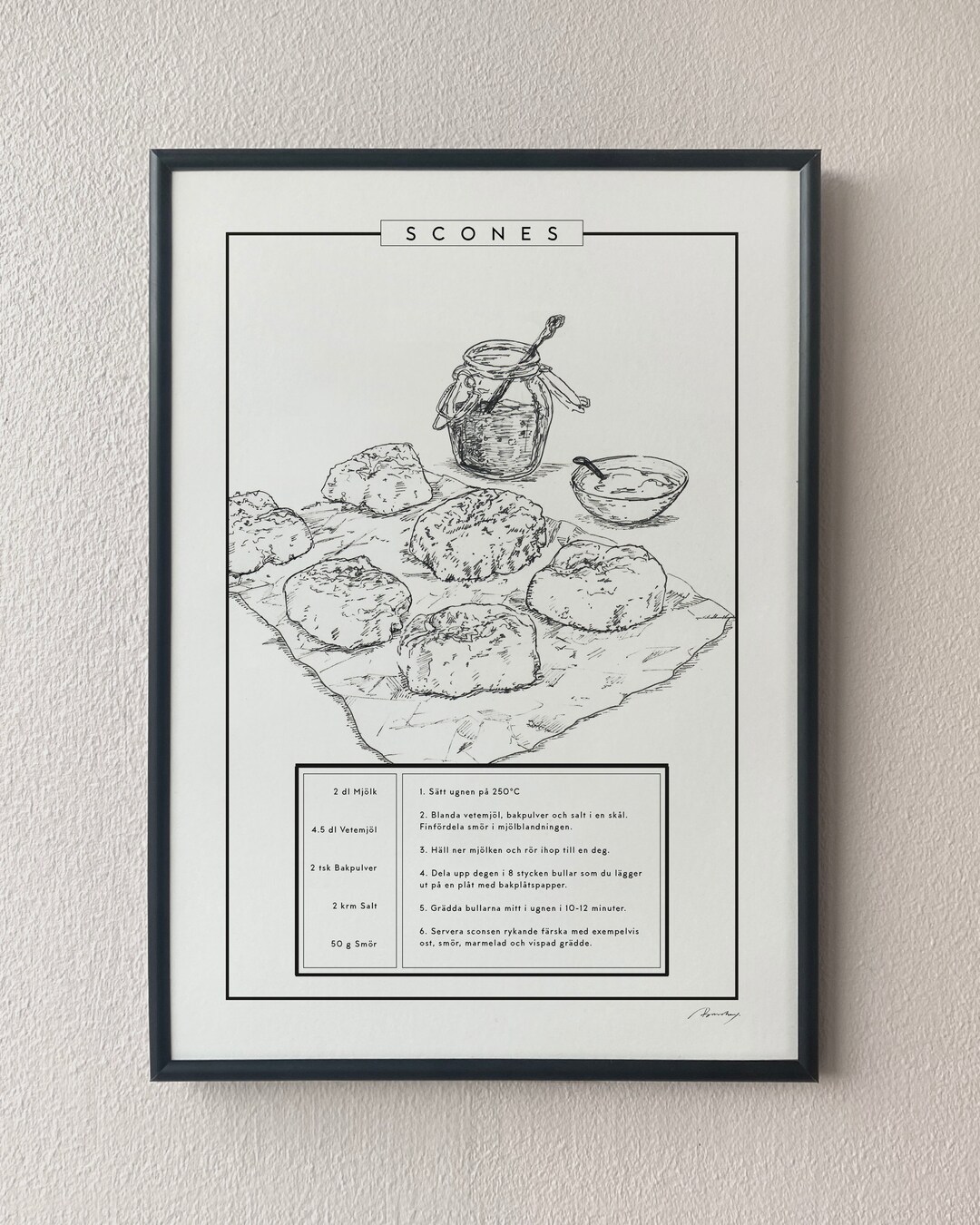 Scones Recipe Illustration, Kitchen Art Print - Etsy