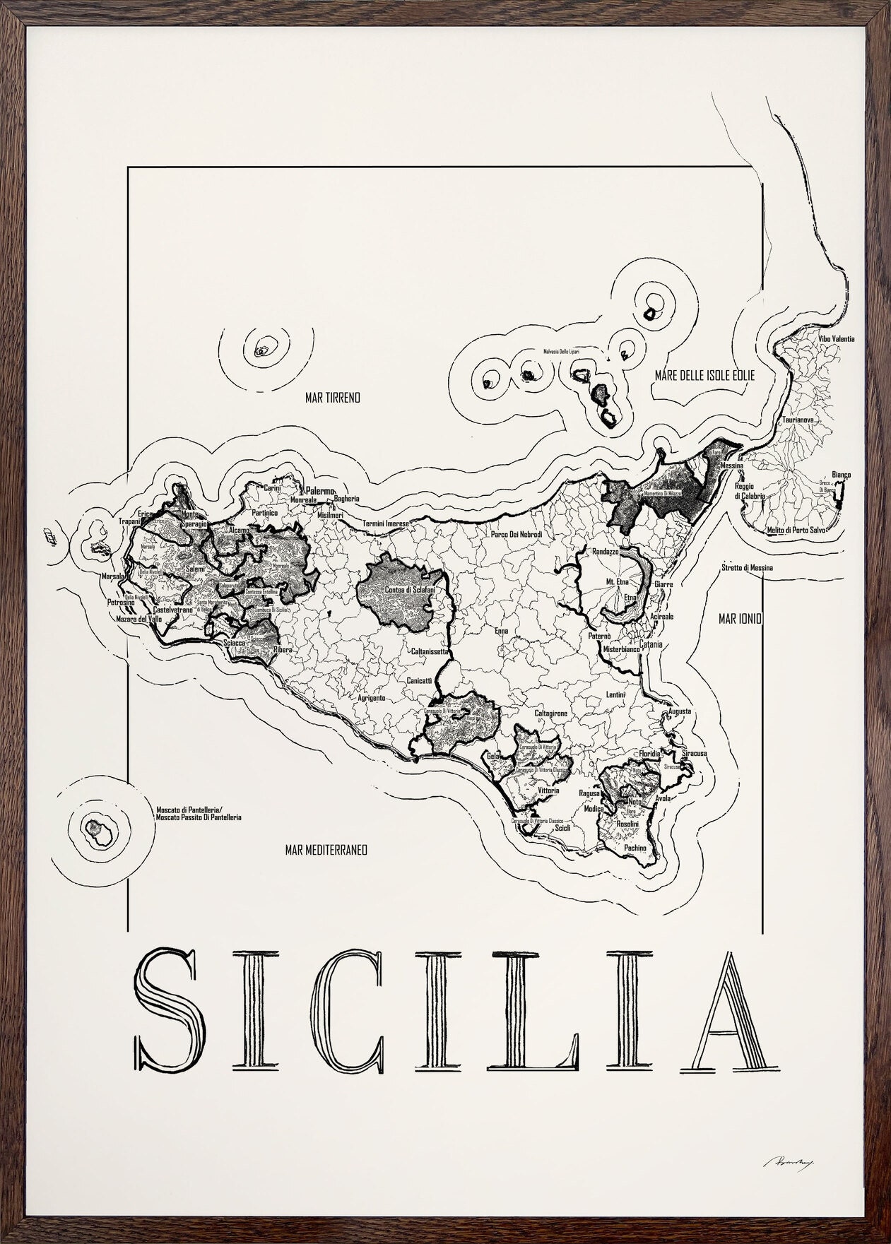 Wine Map of Sicily, Sicily Wine Region Map - Etsy