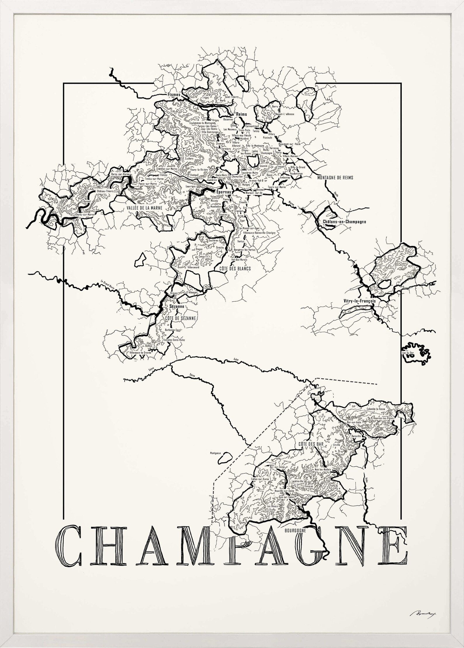 Wine Map of Champagne, Champagne Wine Region Map - Etsy