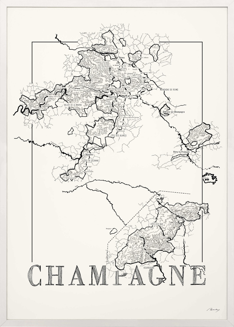 Wine Map of Champagne, Champagne Wine Region Map - Etsy