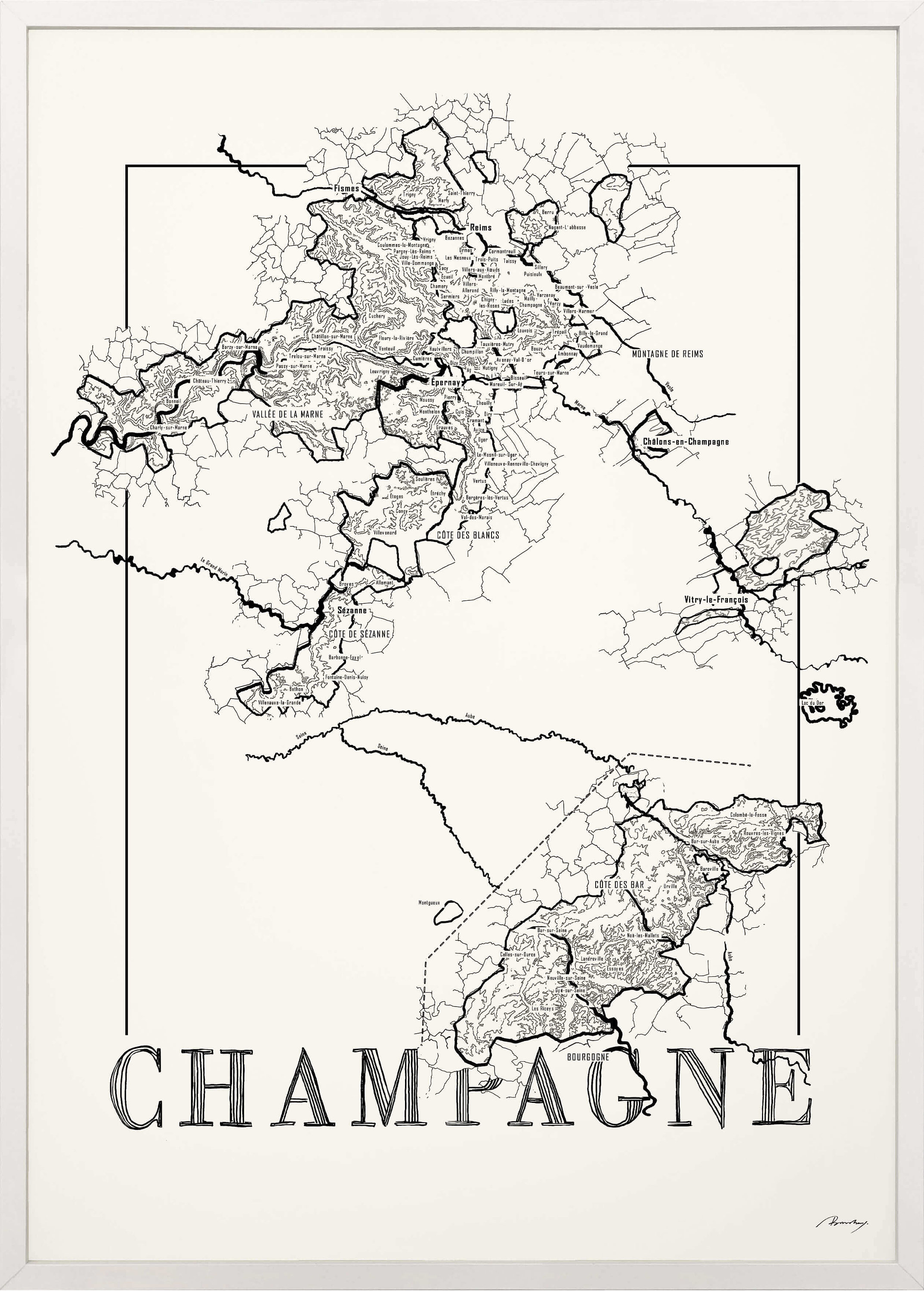 Wine Map of Champagne, Champagne Wine Region Map - Etsy