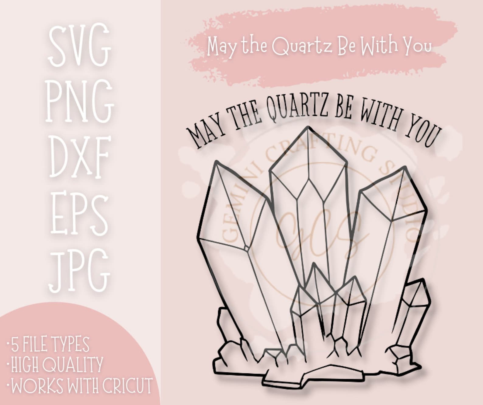 May The Quartz Be With You Crystals healing Rose Quartz SVG | Etsy