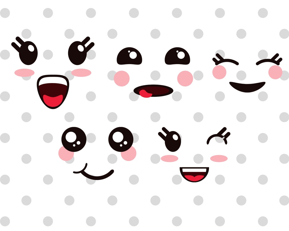 Kawaii Faces SVG Cute Kawaii Face Svg Kawaii Clip Art Cartoon - Etsy UK