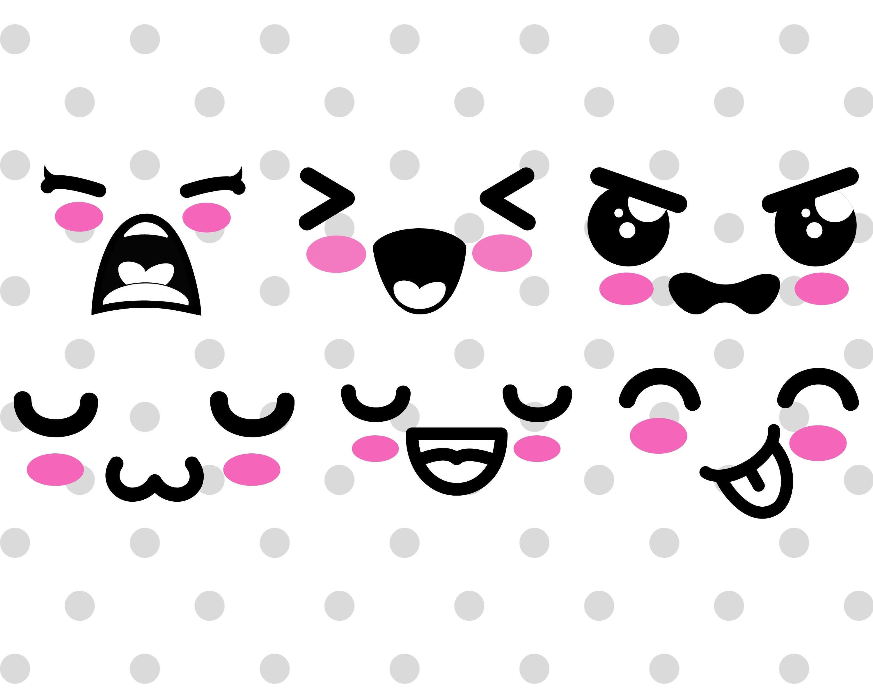 Kawaii Faces SVG Cute Kawaii Face Svg Kawaii Clip Art Cartoon - Etsy UK