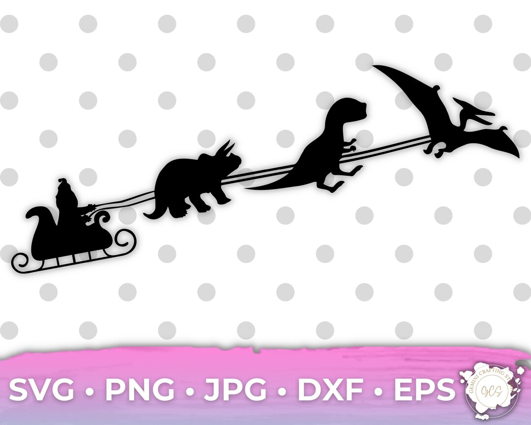 Christmas Dinosaur Sleigh Ride SVG, Dinosaur Sleigh Ride, Santa Sleigh ...