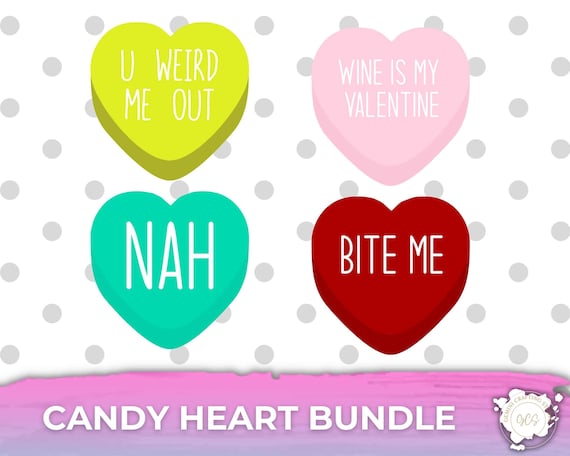 Candy Heart Bundle Conversation SVG Valentines Day Cricut File | Etsy