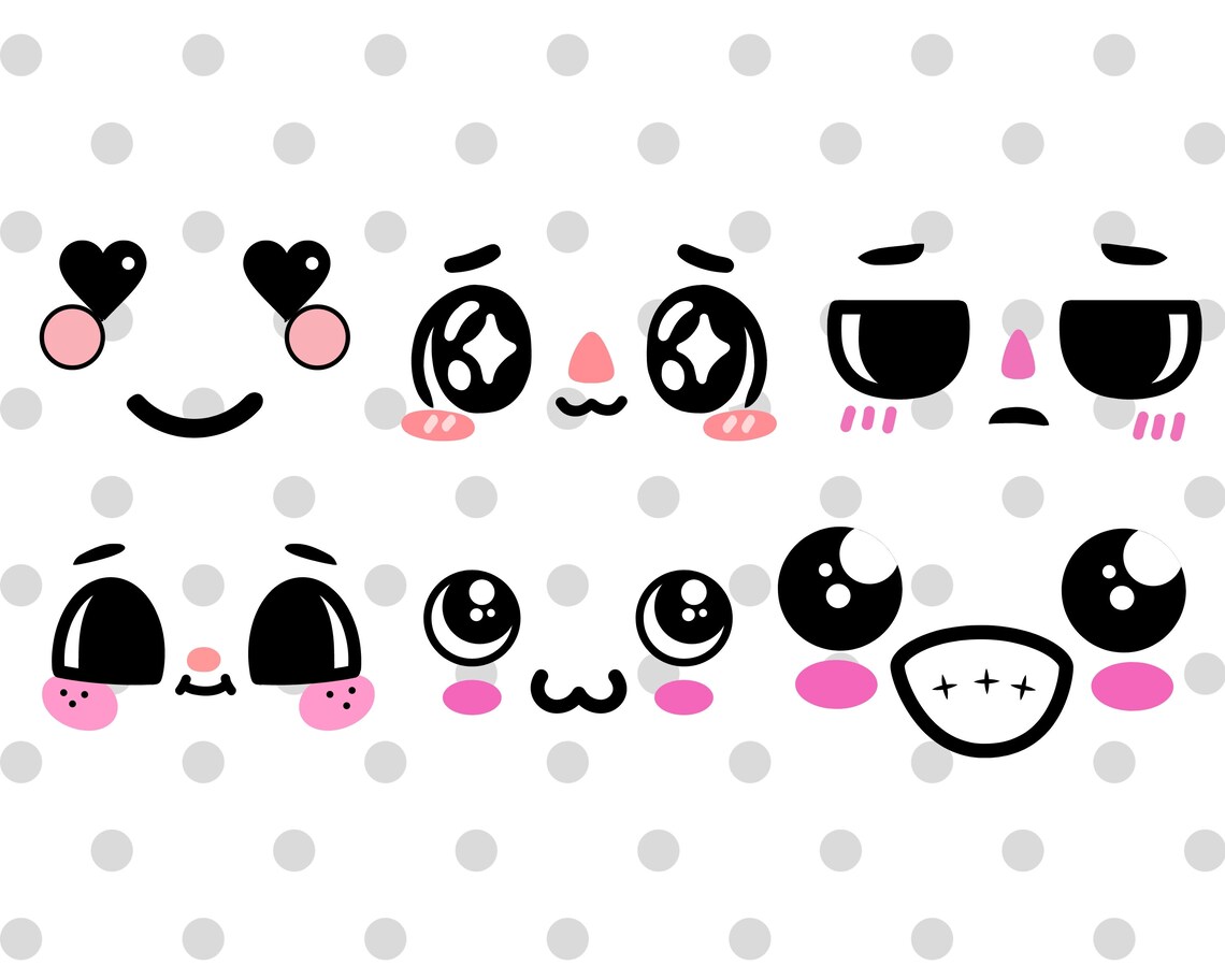 Kawaii Faces SVG Cute Kawaii Face Svg Kawaii Clip Art Cartoon - Etsy UK