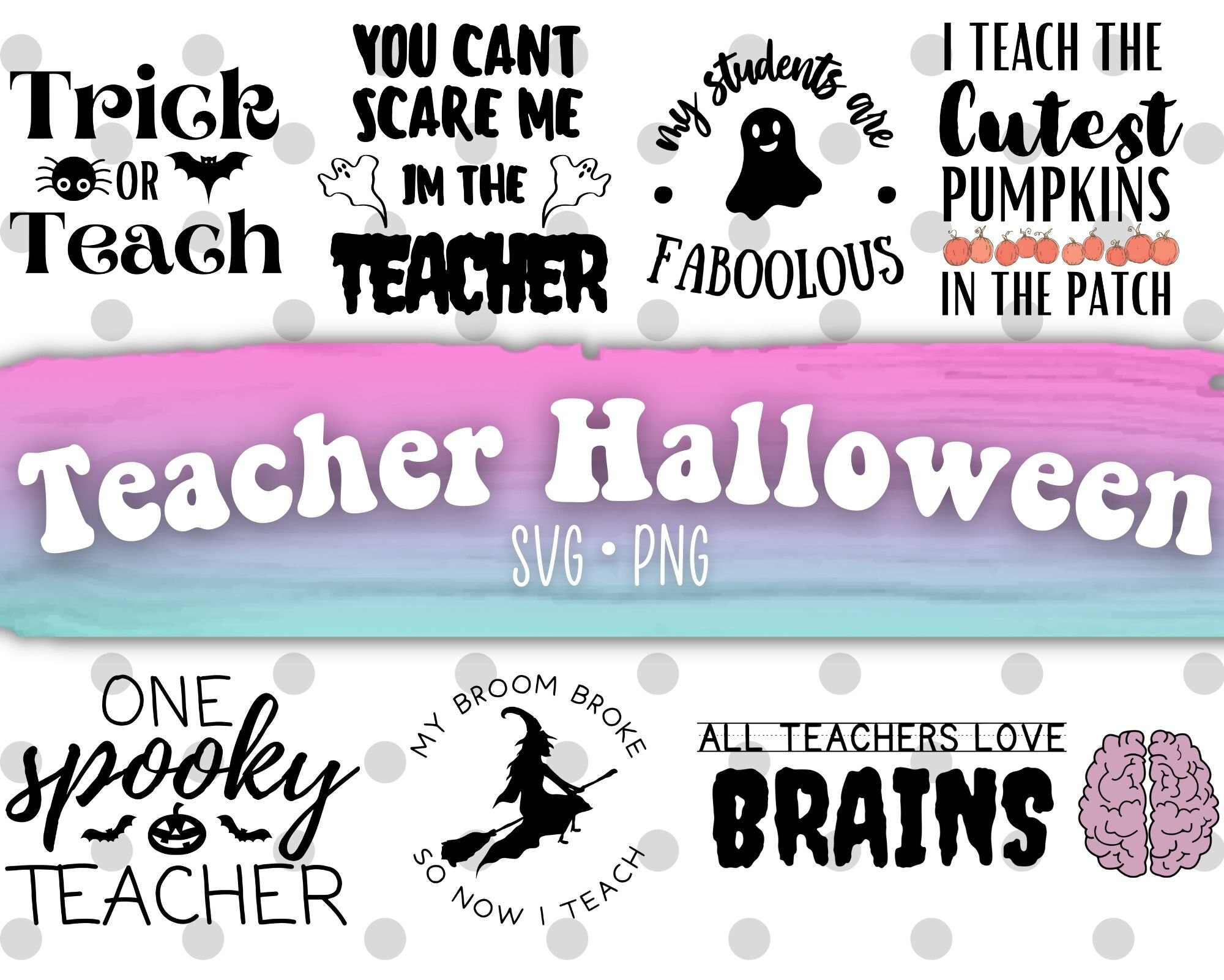 Teacher Halloween SVG Bundle Spooky Teacher Cute Cricut - Etsy