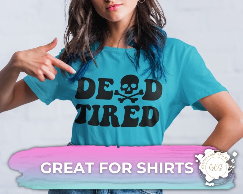 Dead Tired Skull Crossbones Design Halloween Cute Shirt Design | Etsy