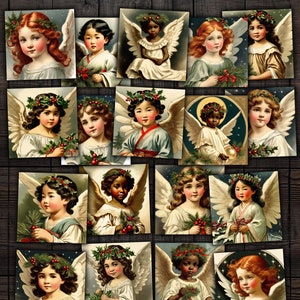 Printable Christmas Angels 3x3 Inch Squares, Digital Kit for Junk ...