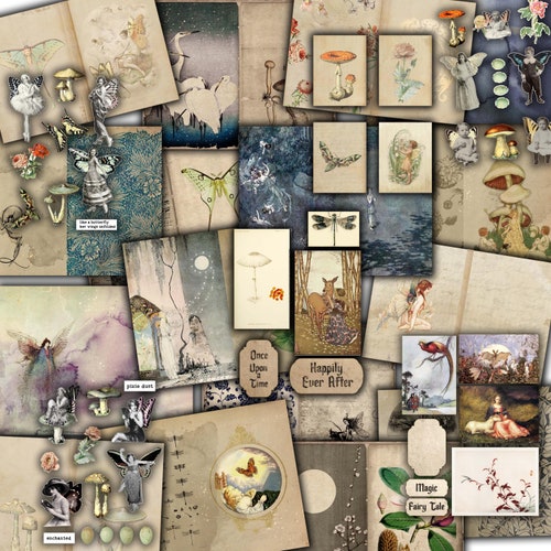 91 Sheets Digital Fairy Tale Bundle for Printable Ephemera - Etsy