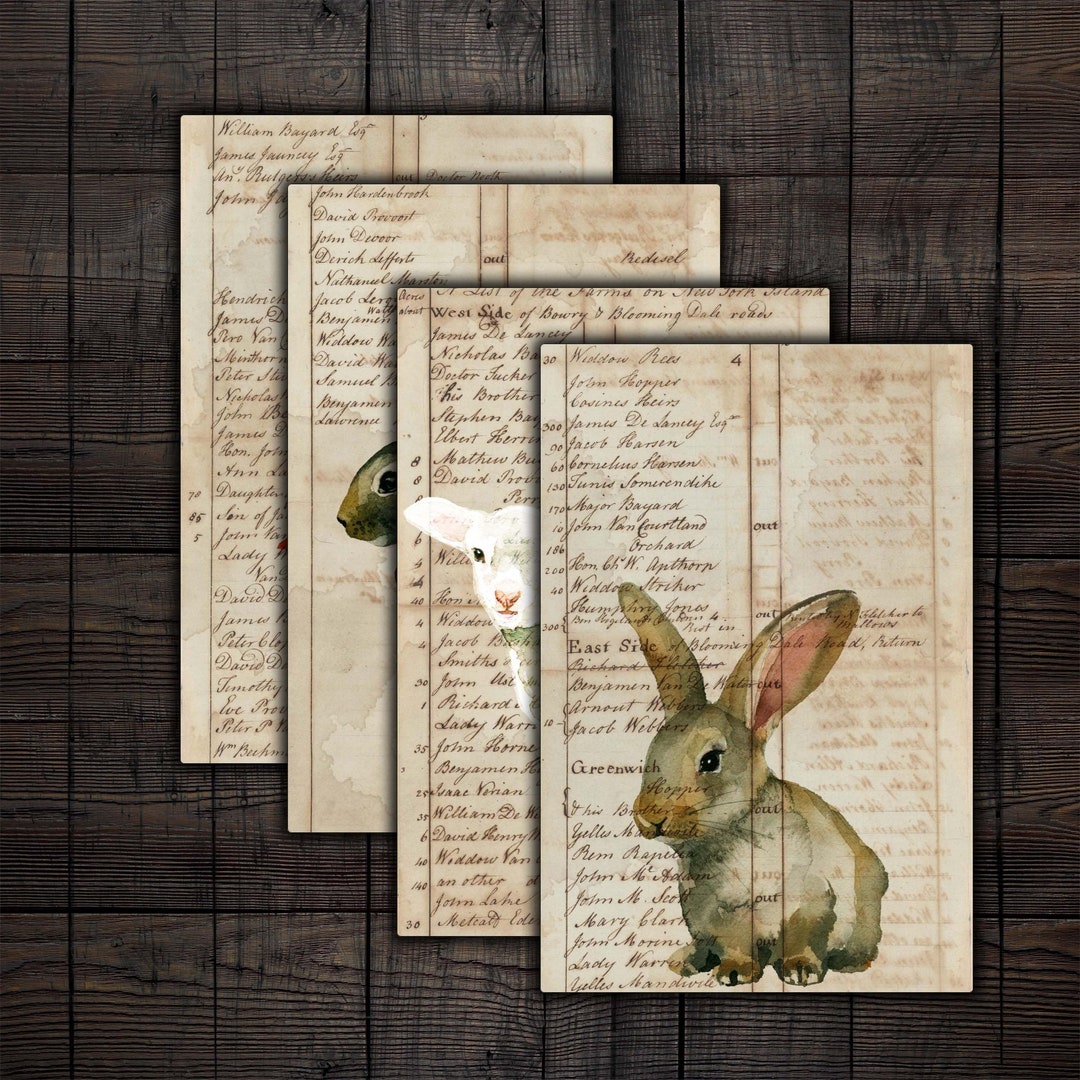 Printable Easter Animals: Vintage Ledger Ephemera (JPEG) - Etsy